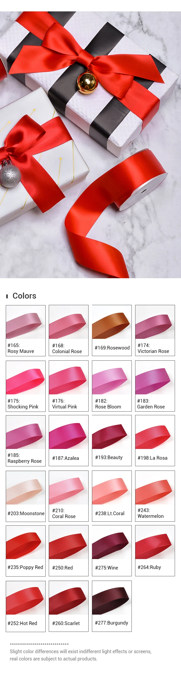 YAMA Factory Stock Ribbon - 196 Solid Colors, 100 Yards