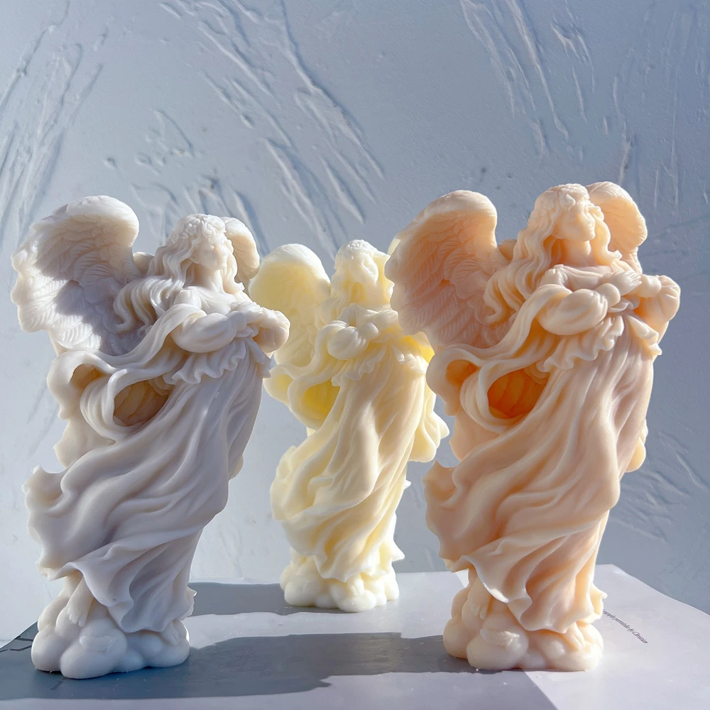 Angel Figurine Silicone Mold Art Sculpture Soy Wax Candle Mould Praying ...