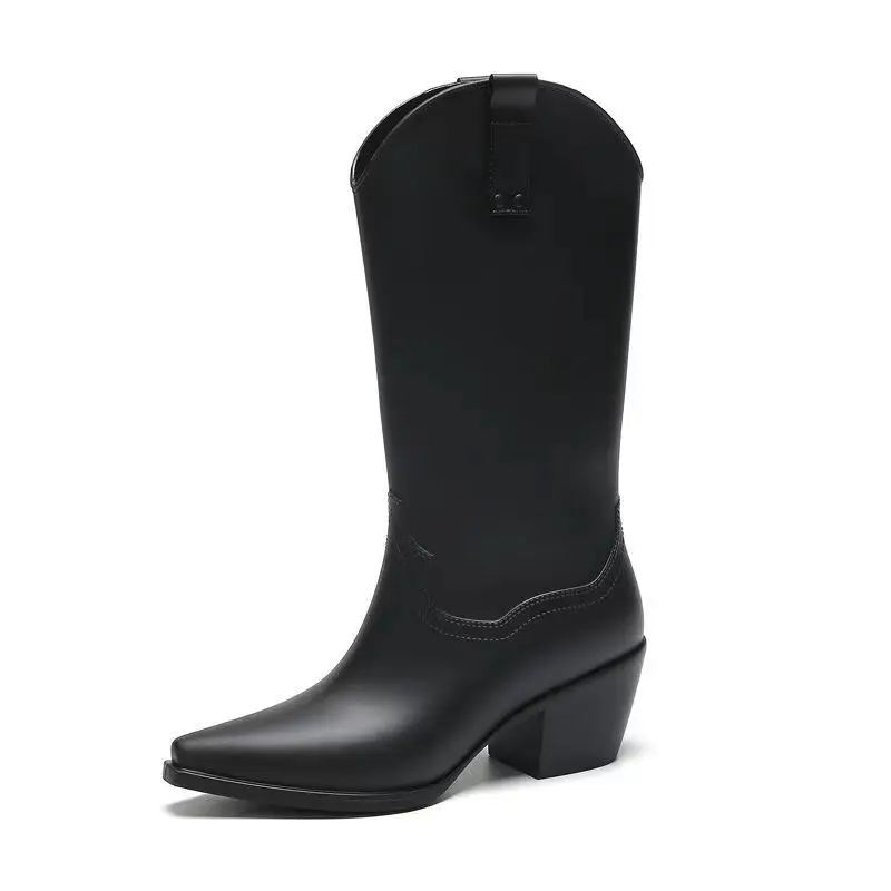 Customize Women's Pvc Knee High Rain Wellies Western Cowboy Mid Calf ...