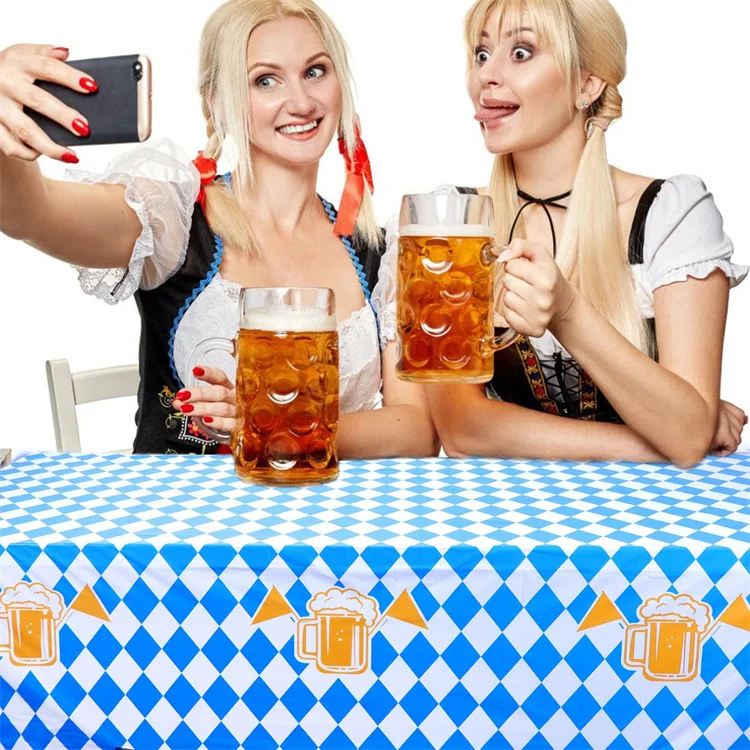 Plastic Happy Oktoberfest Bavarian Flag Table Cover Party Tablecloth ...