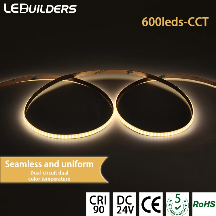 Cob Led Strip 3 Years Warrant 600leds/m Ce Rohs 24v Warm White 1800k ...