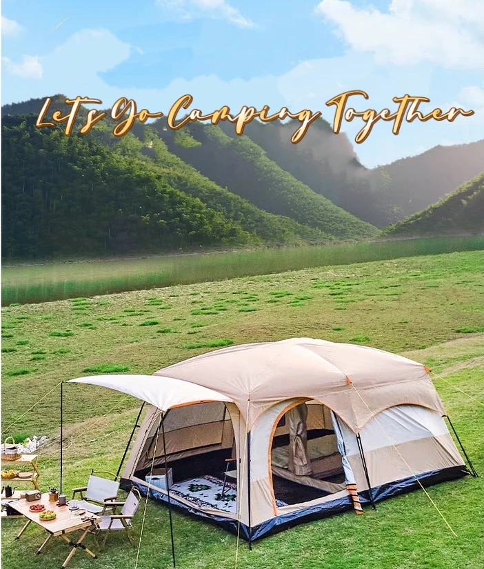 Safari Tent Luxury Canvas Glamping 6 Person Black Popup Camping Tent ...