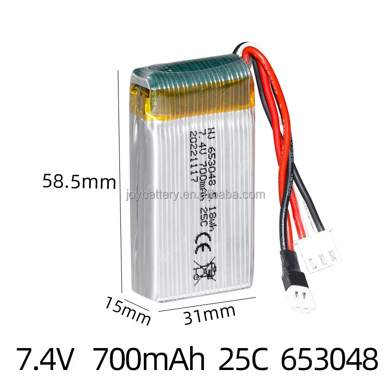 653048 2s 7.4v 700mah 25c High Rate Lipo Rc Polymer Battery For X600 ...