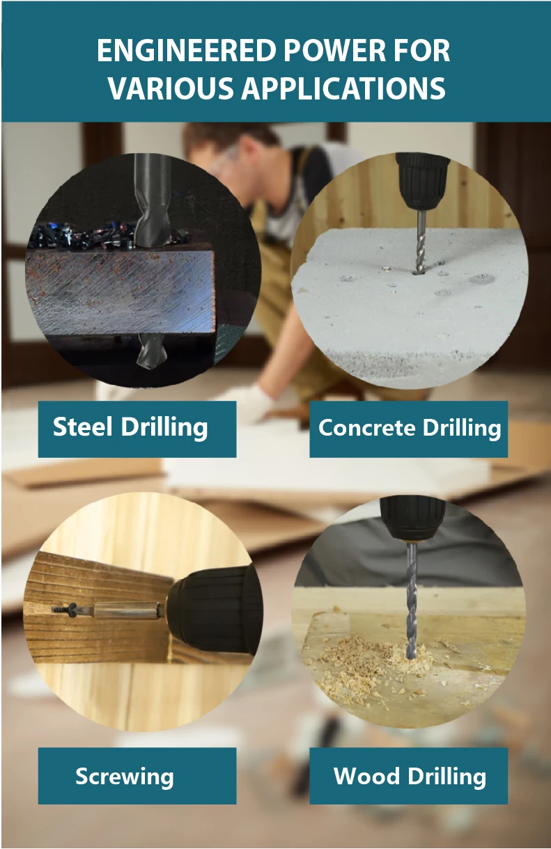 Grandfar Factory Power Tool Set Impact Cordless Drill Machine Li-ion ...