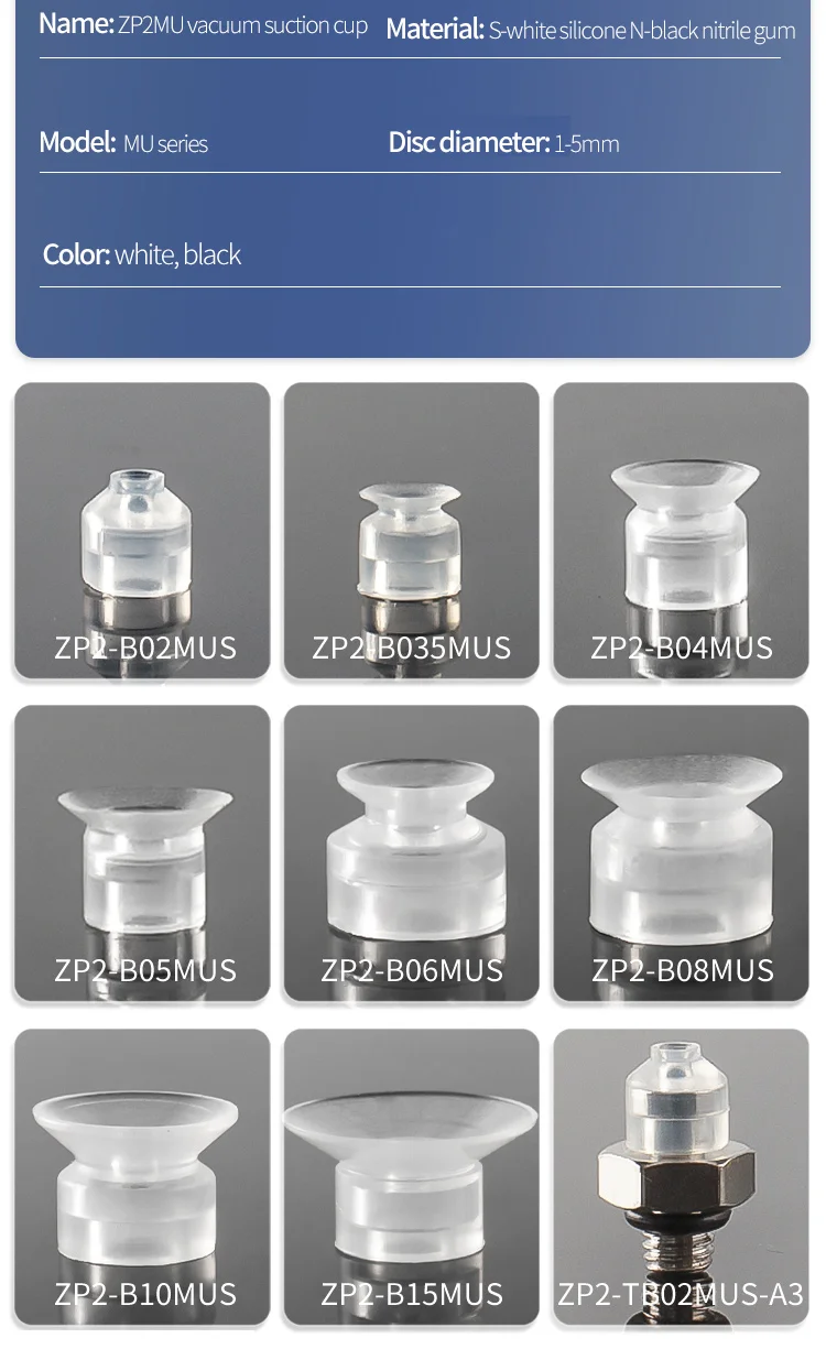 Black Anti-static Pneumatic Suction Cups Zp2-10mun Series Vacuum ...