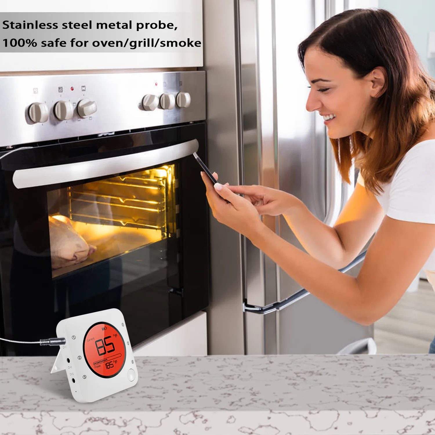 Meat Thermometer Bbq Smart Cooking Blue Tooth Thermometer With Max 6 ...