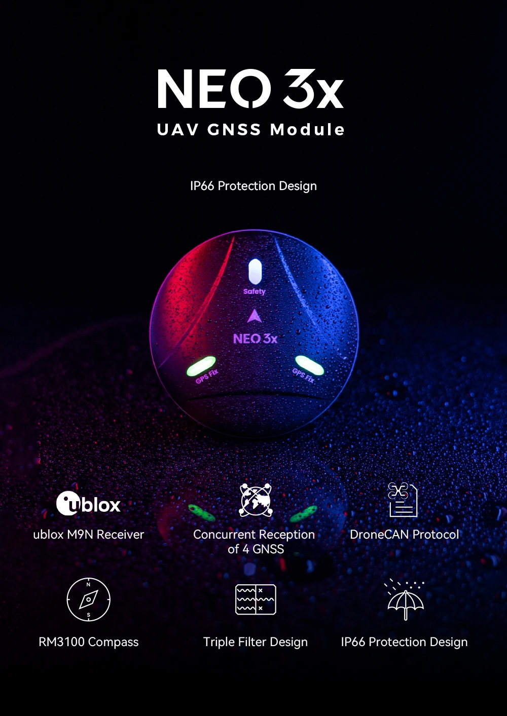 CUAV NEO 3X Comnav Gnss Drone Accessories Surveying Smart GPS ...