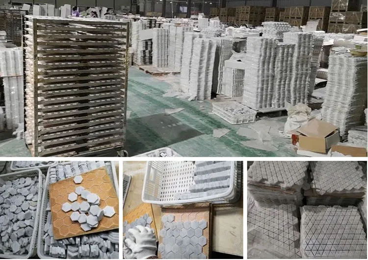 Modern White Grey Paving Stone Round Pattern Marble Floor Mosaic For ...