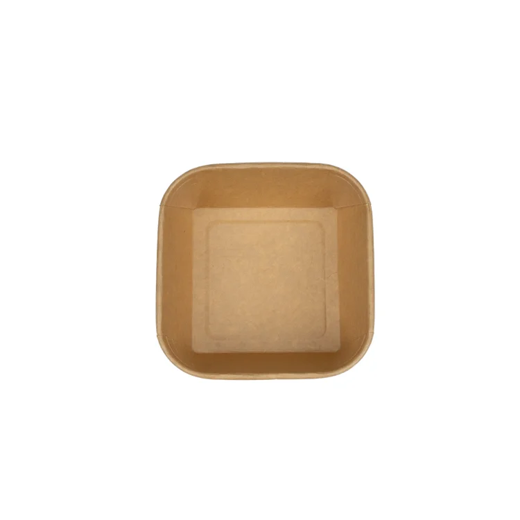 Flat Base Square Disposable Kraft Paper Tray Salad Paper Plates & Bowls ...