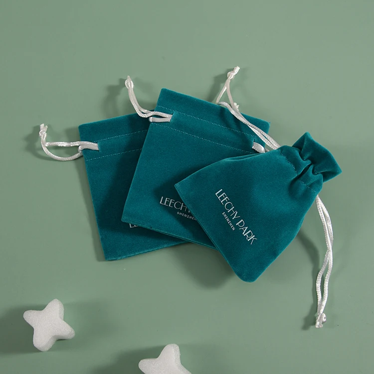 Custom Brand Logo Recyclable Velvet & Suede Drawstring Jewelry Pouch ...