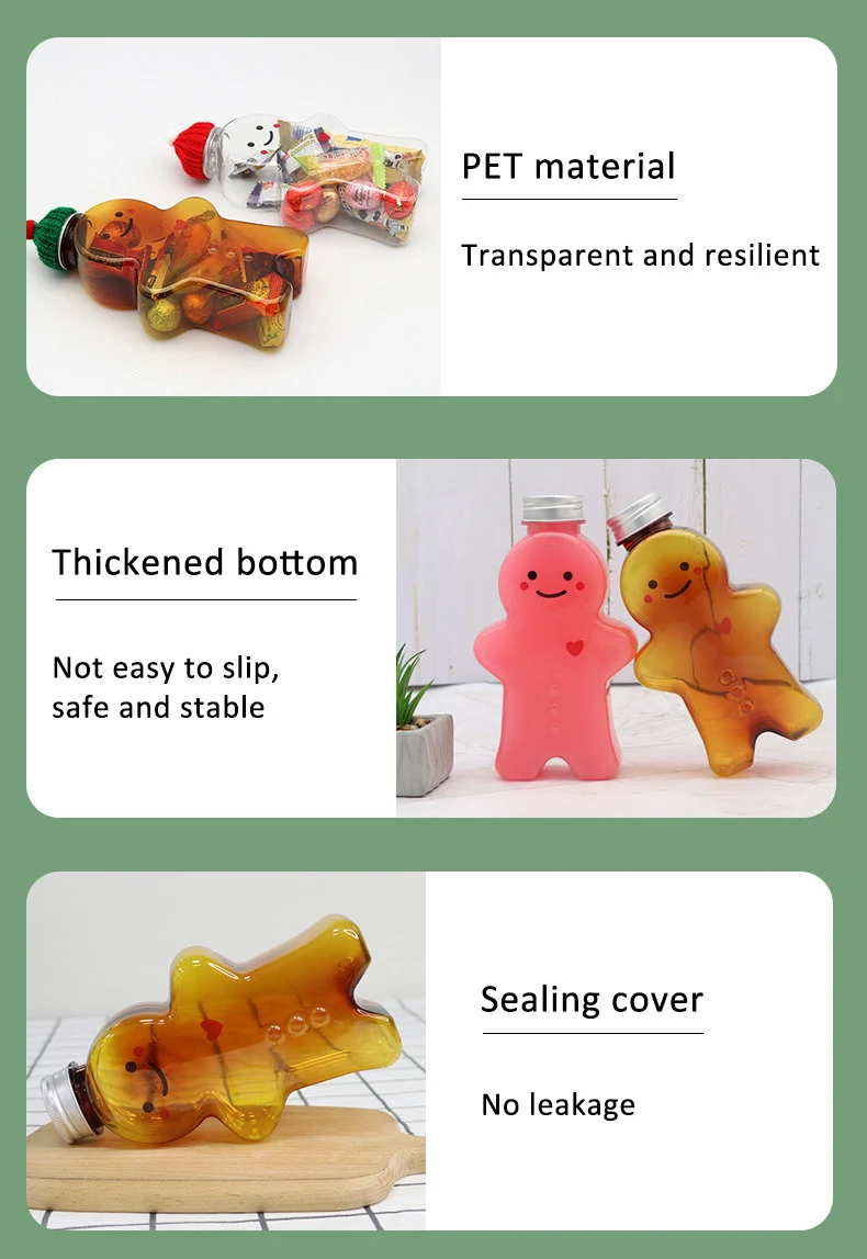 High Quality Gingerbread Man Disposable Plastic Drinking Bottle With ...