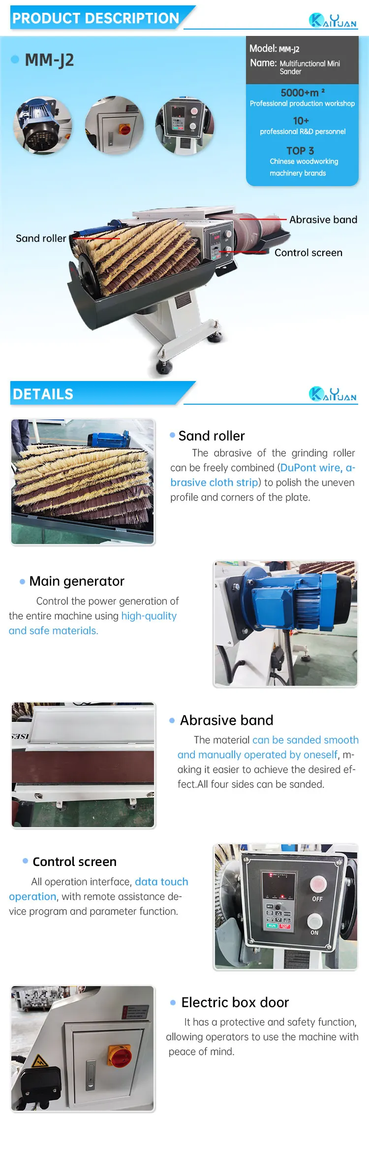 KAIYUAN MM-J2 Multifunctional Mini Sander Wood Machine Woodworking ...