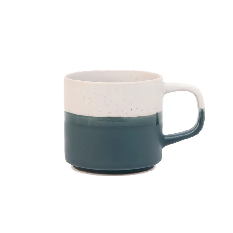 Handle Shape Customized Stoneware Dipped Colorful 12oz Stackable Mug ...