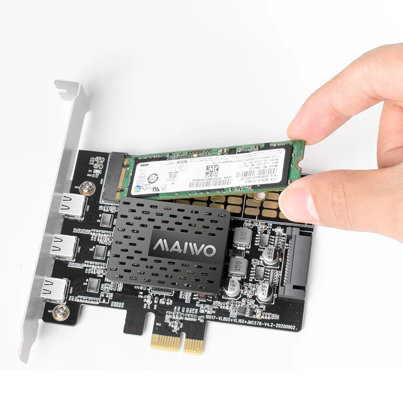 Expansion Card Pcie X1 To 3 Port Type C With Built In M.2 Solid State ...