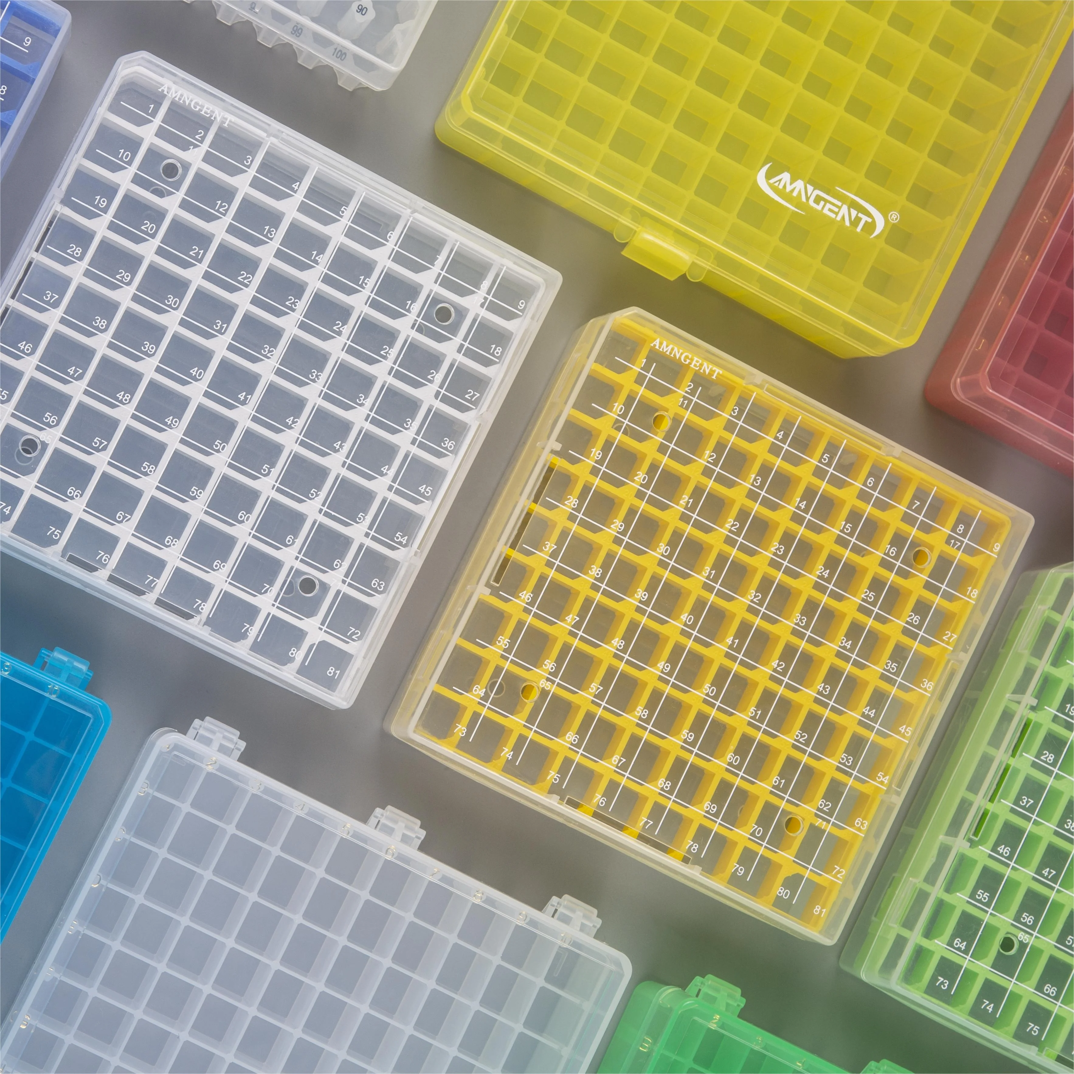 AMNGENT Polypropylene Lab Tube 100 Well 81 Well Cryo Boxes for Biobank