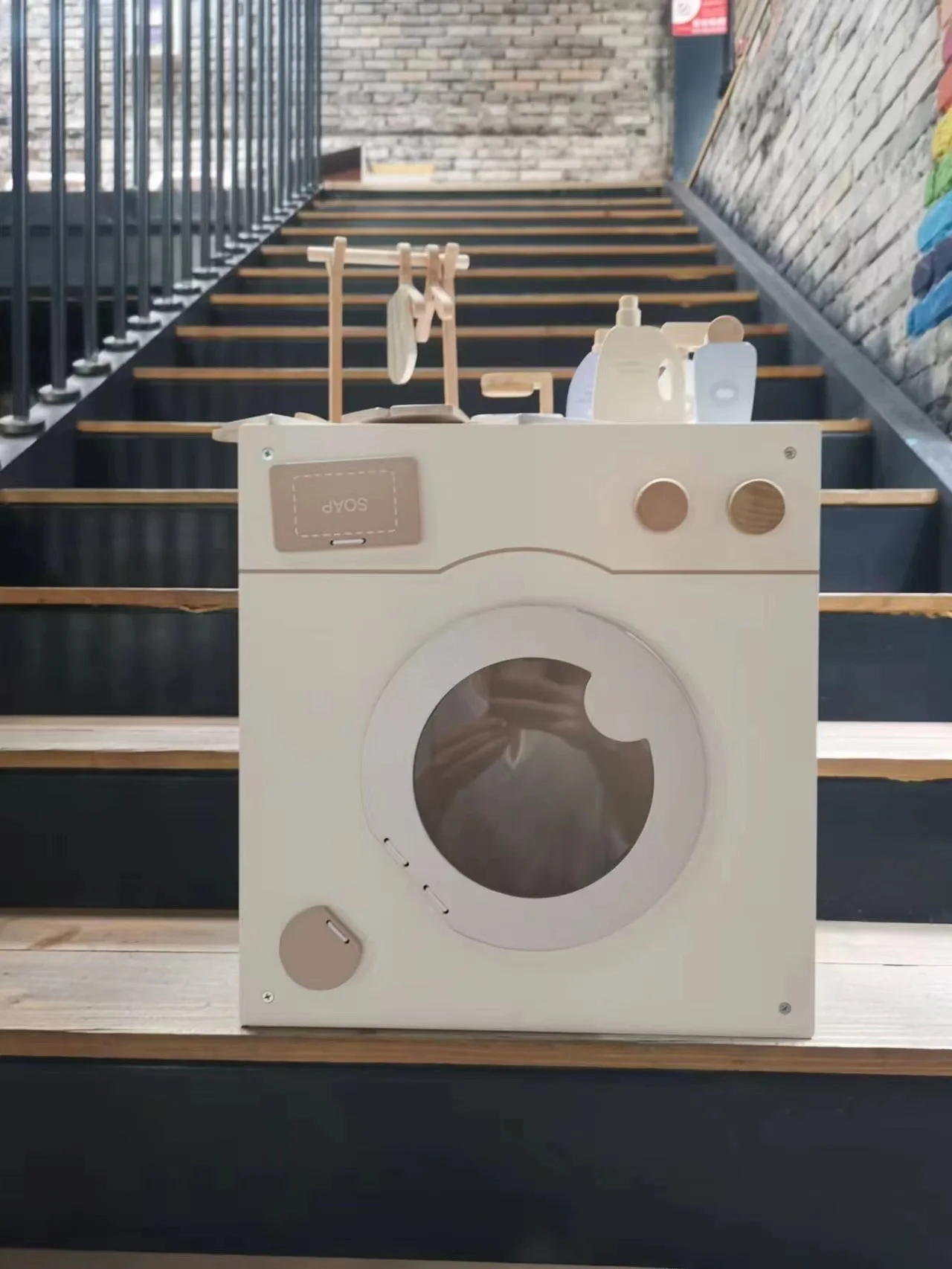 Kids Washer Role Play Game Montessori Toy Children Simulation Wooden ...