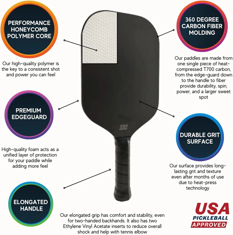 USAPA Approved Pickleball Paddles - T7 Tiny Carbon Fiber