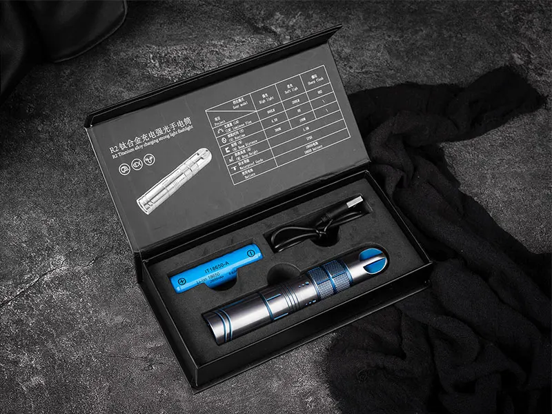 3 Modes 900lumens Rechargeable Led Flashlights Edc Pocket Titanium Mini ...