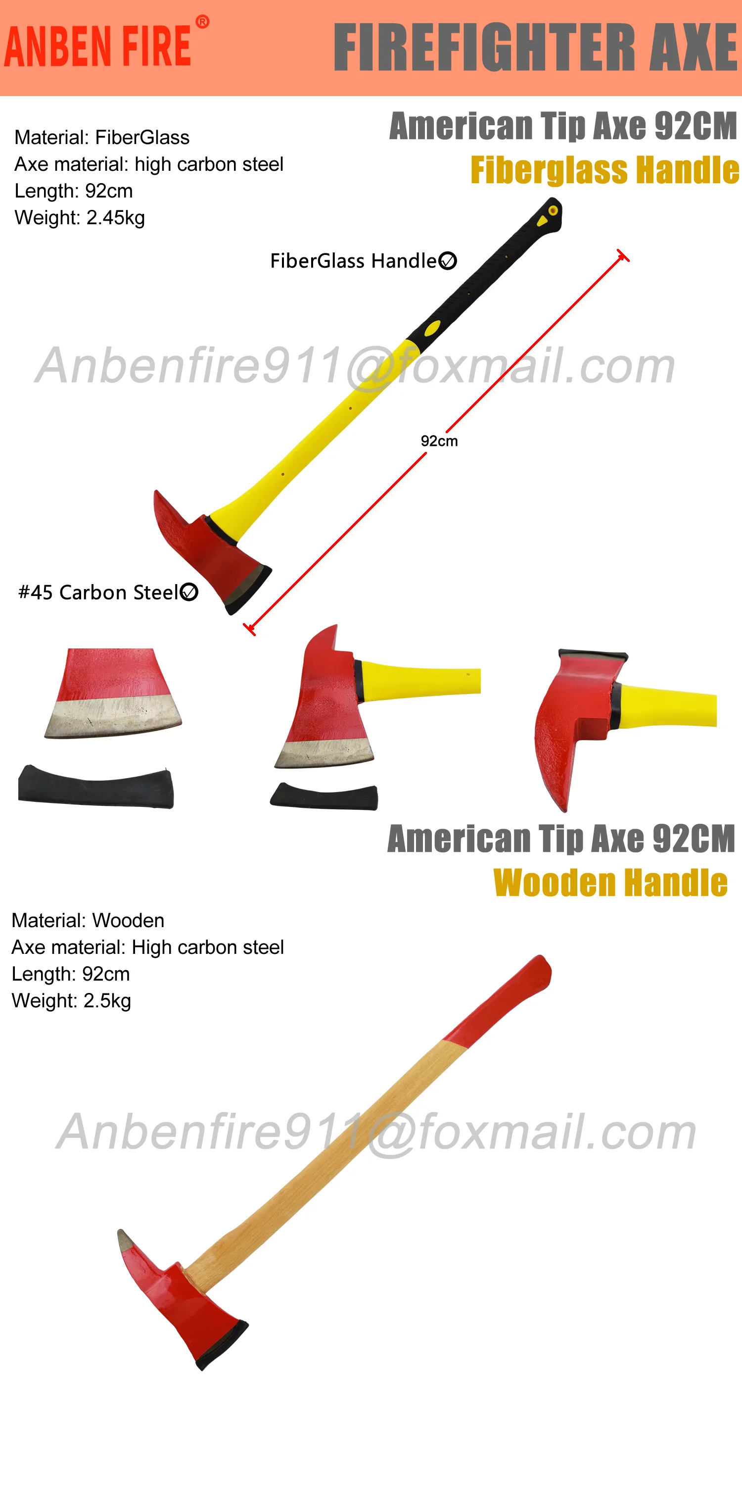 ANBEN FIRE Hot Sale Emergency Professional Fire Axe