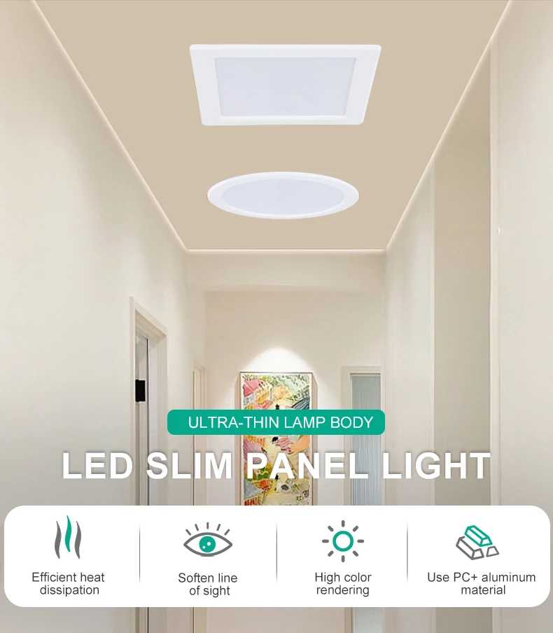 Commercial Recessed Flat Panel Light 4w 6w 9w 15w 20w Energy Saving Led ...