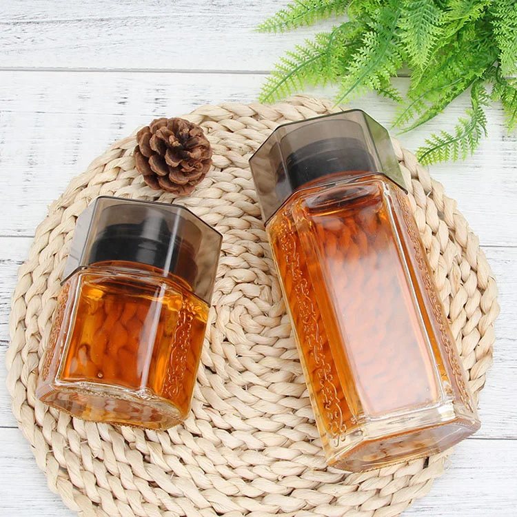 Hex Glass Honey Jar with Spout Transparent Cover Glass Clear Hex Jar ...