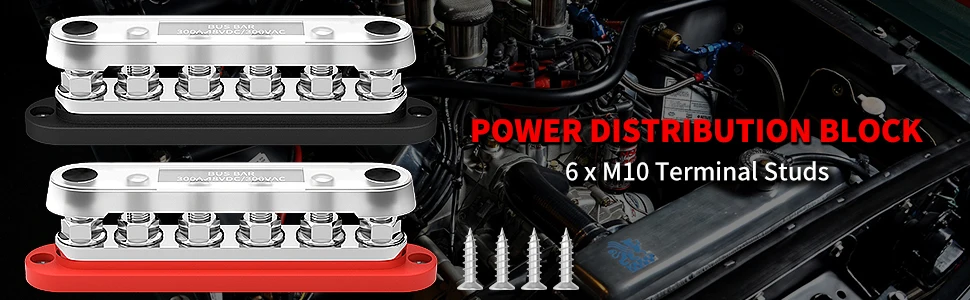 Heavy Duty 300A Copper Bus Bar - 6 Way Electrical Power Distribution ...