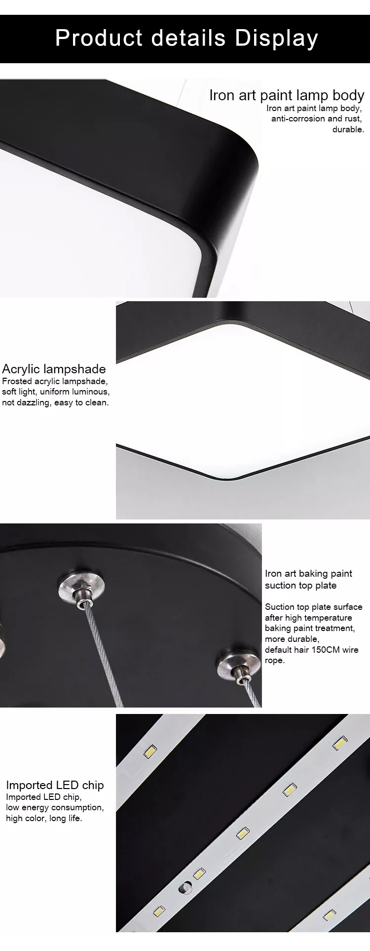 Zoneng High Quality Simple Modern Led Chandelier Square Hollow Solid Office Pendant Light For ...