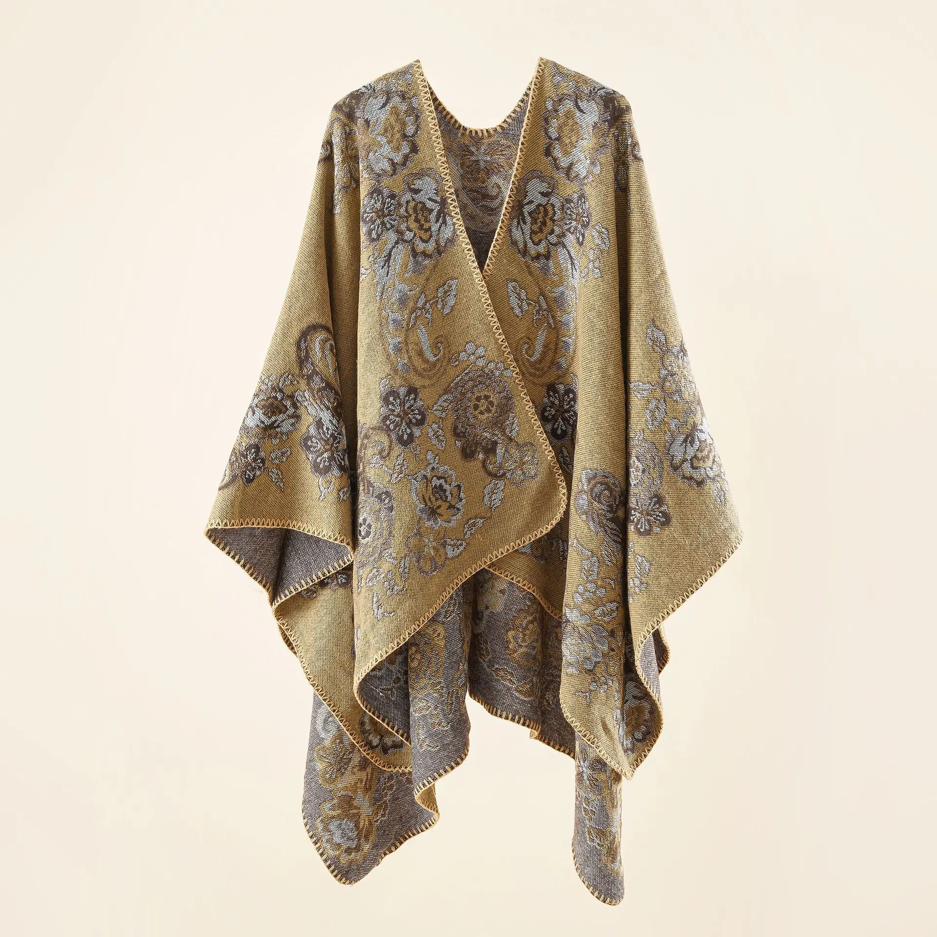 Wholesale Custom Luxury Thick Poncho Shawl Knitted Pashmina Blanket Winter Plain Scarves Ladies ...