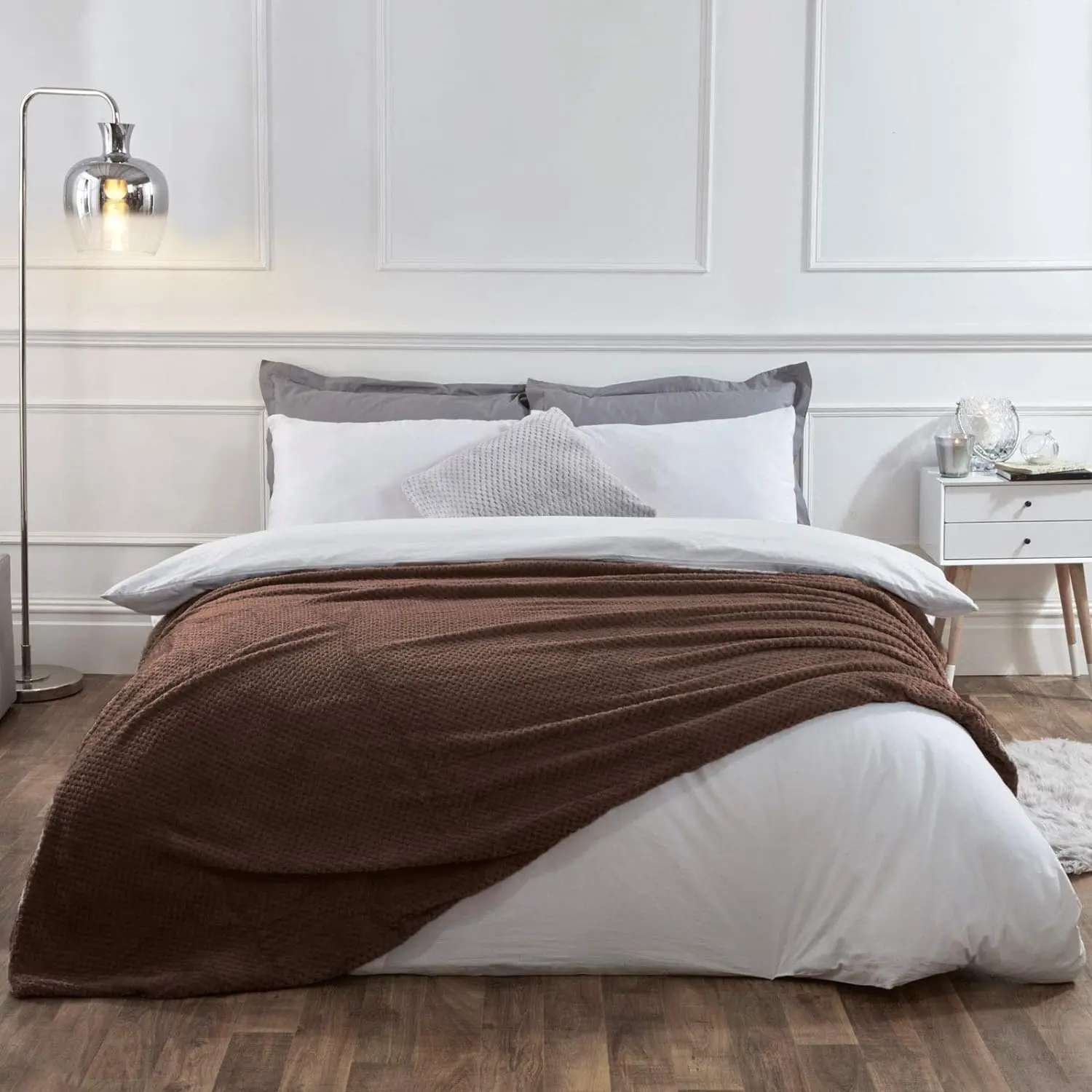 Luxury Waffle Mink Honeycomb Faux Fur Warm Throw Over Sofa Bed Soft Blanket| Alibaba.com