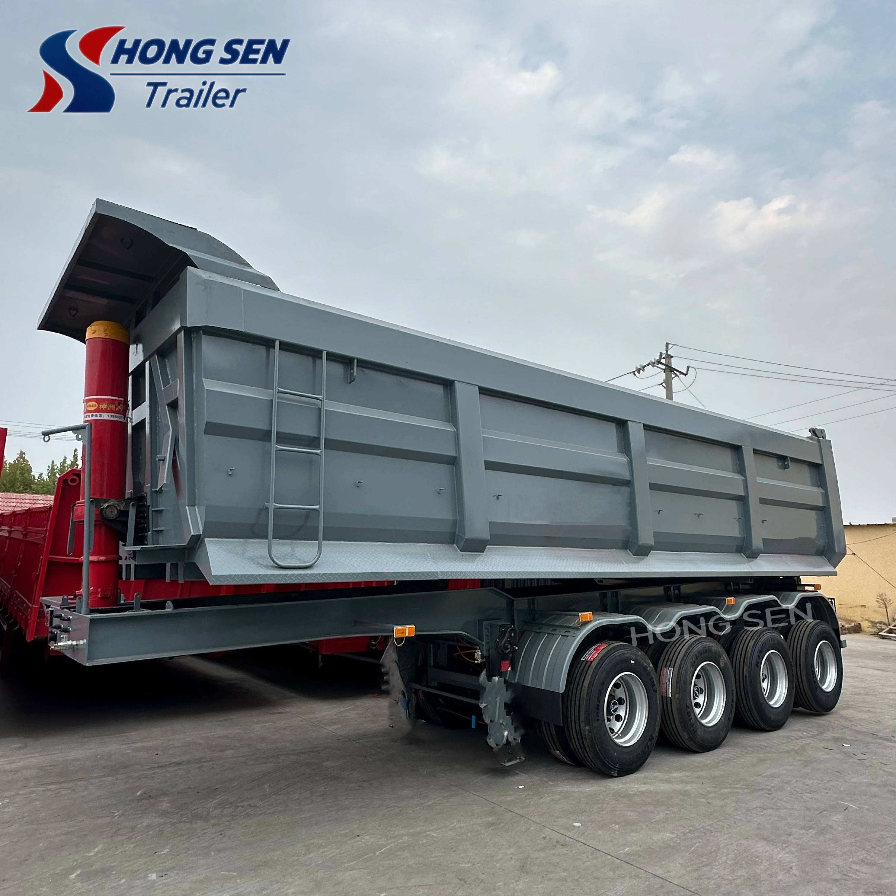 U-Shaped End Dump Truck Trailer with 16 Wheels 4-Axle Rear Dump Semi ...
