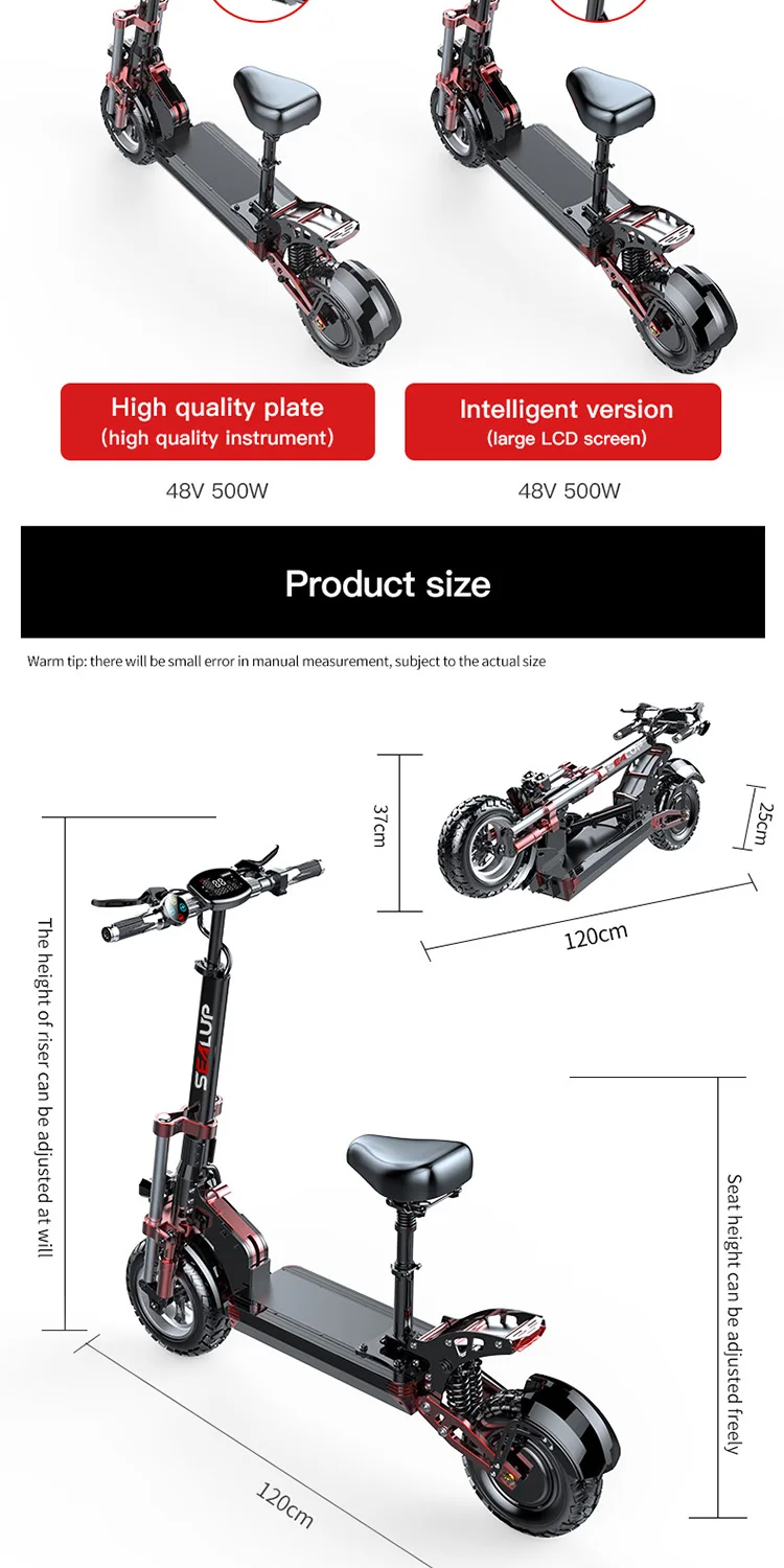 Sealup Q22 Adult Electric Scooter Front And Rear Shock Absorption 60 ...