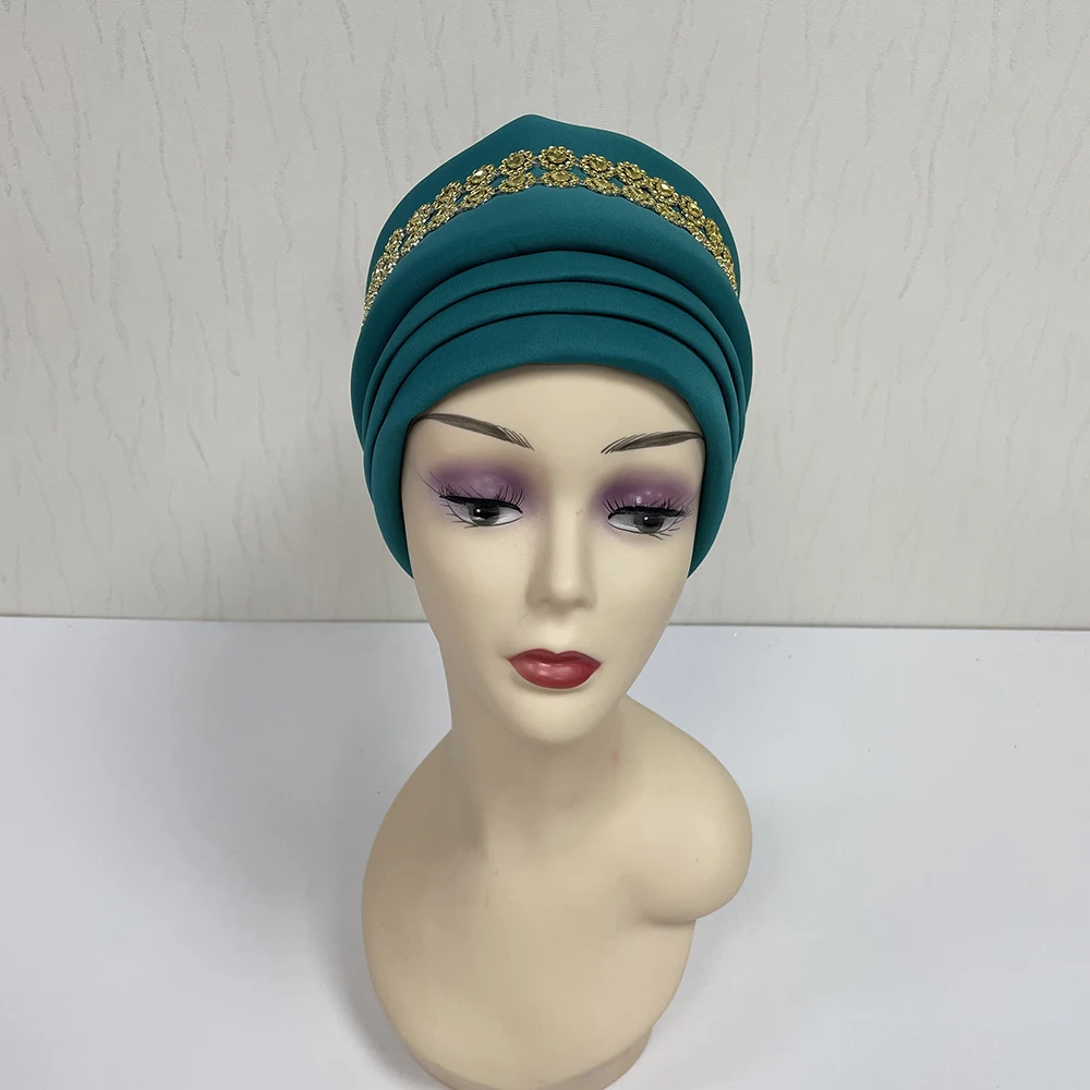 High Quality Turban Caps Muslim Indian Head Wrap Rhinestone Ladies ...