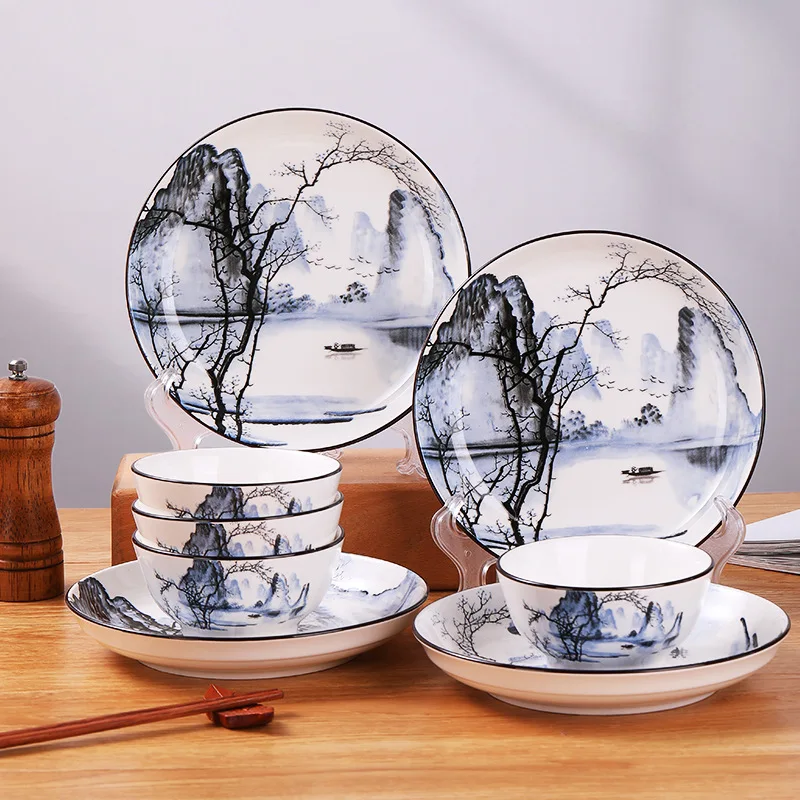 Customized Nice Chinese Style Painting Creative Dish Set Dinner ...
