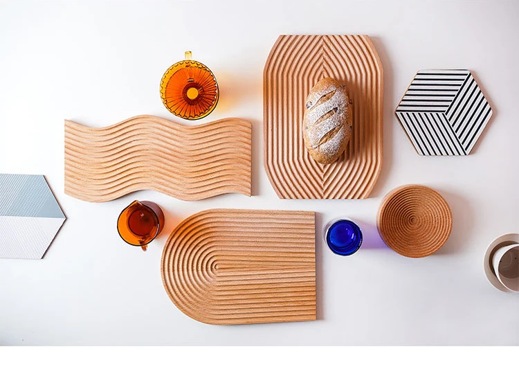 Wood Cutting Board Serving Tray For Kitchen And Home Decorative Ripple ...