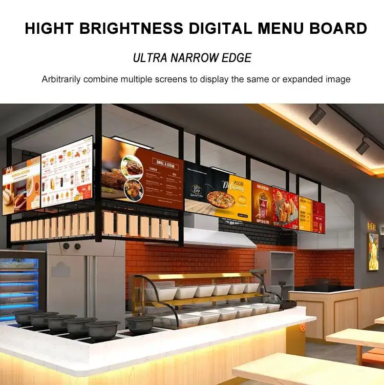 Hanging Wall Mounted HD Screen - Digital Signage Menu Board