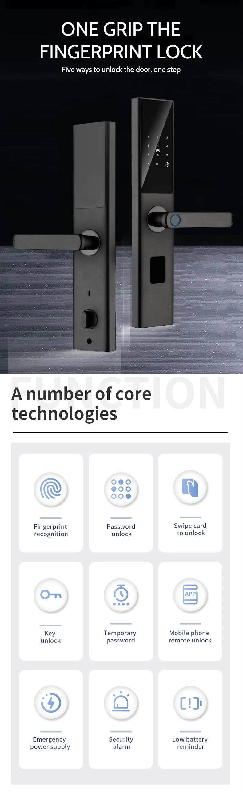 TYSH Biometric Fingerprint Smart Lock with Digital Keypad Push Pull ...
