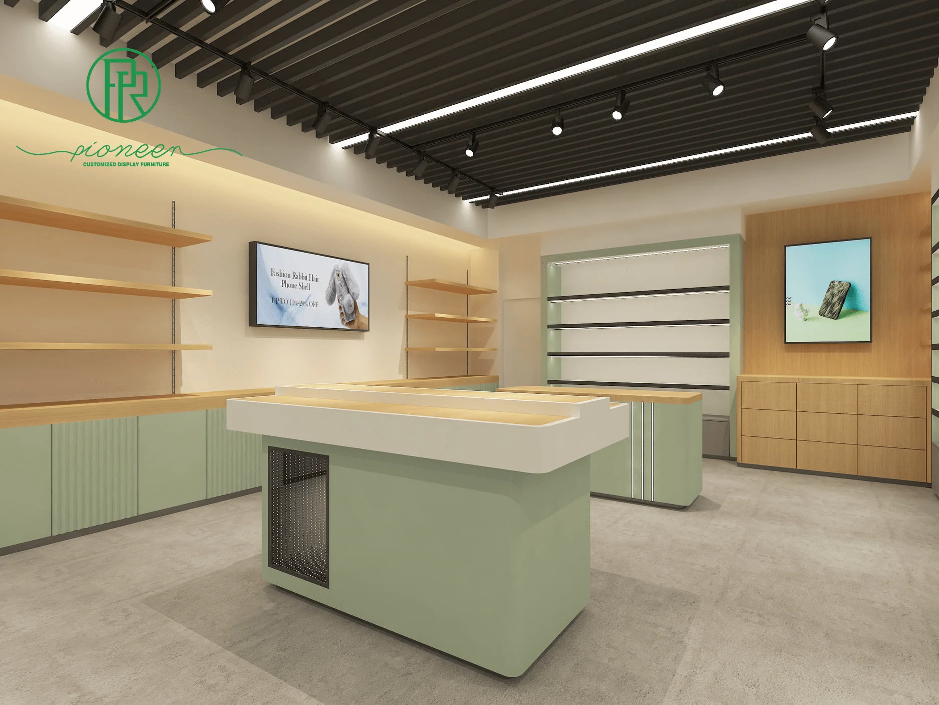Custom Mobile Phone Shop Interior Counter Design