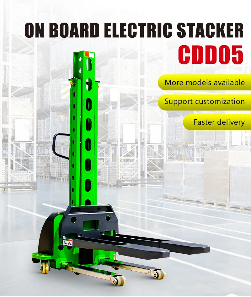 Semi-electric 500kg 1000kg 1.3m 1.6m Self-lifting Stacker Truck ...