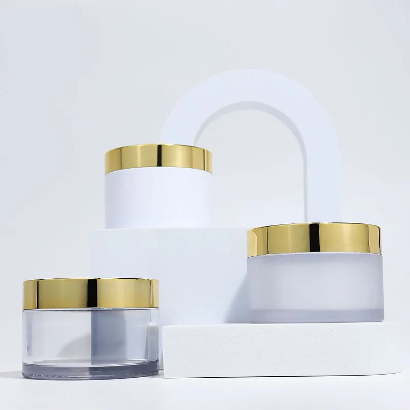 50g to 200g Face Cream Jars - Bright Gold Cap Packaging