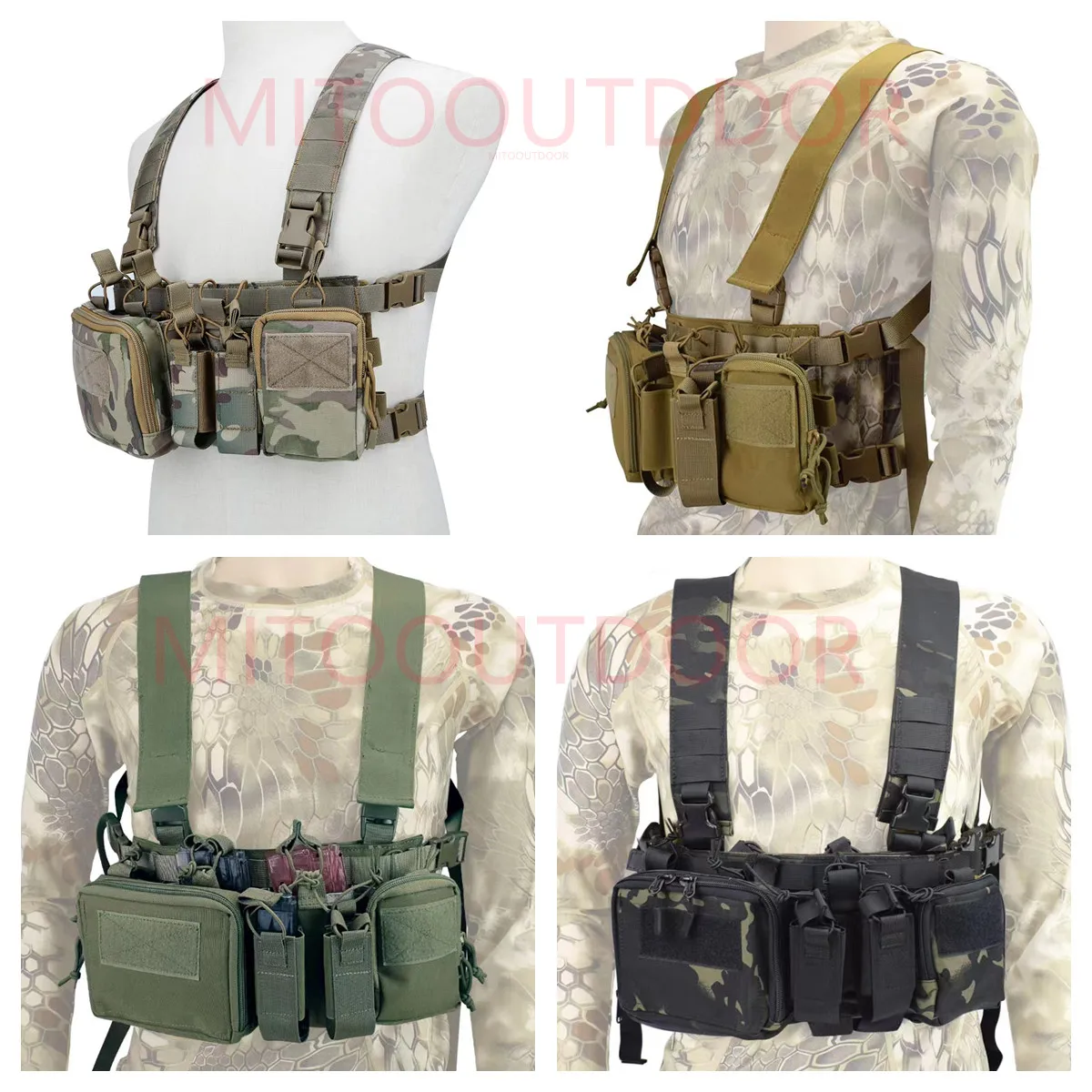 500d Codura Modular Air Soft Ak Ar Mag Pouch Mk4 Chest Rig Multicam Mc ...