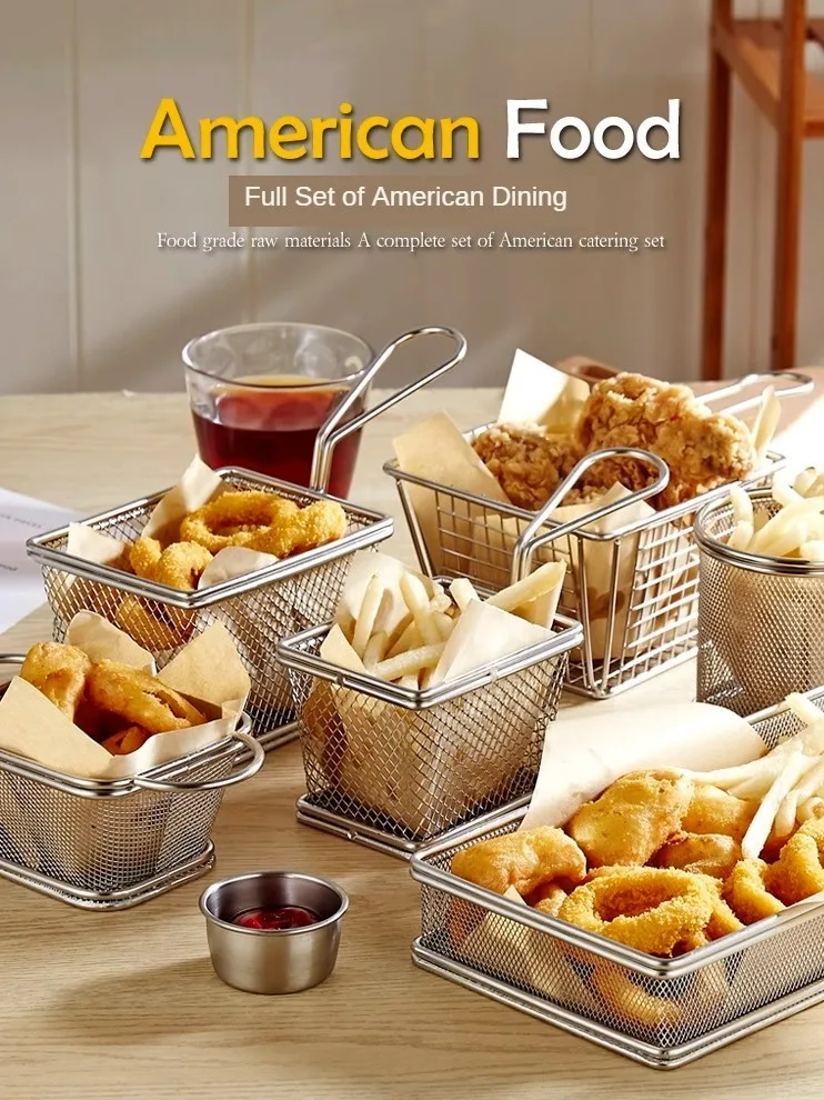 Wanjohn Stainless Steel French Fry Food Cone Fries Holder Basket Rose ...