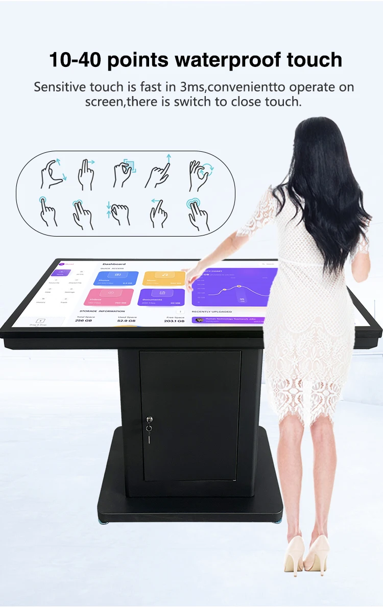 49 55 75 Inch Interactive FHD Free Software Capacitive Restaurant ...