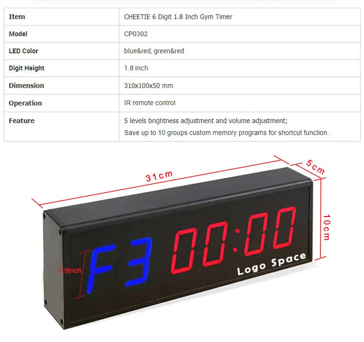 CHEETIE CP013 Portable LED Interval Timer for Home Gym