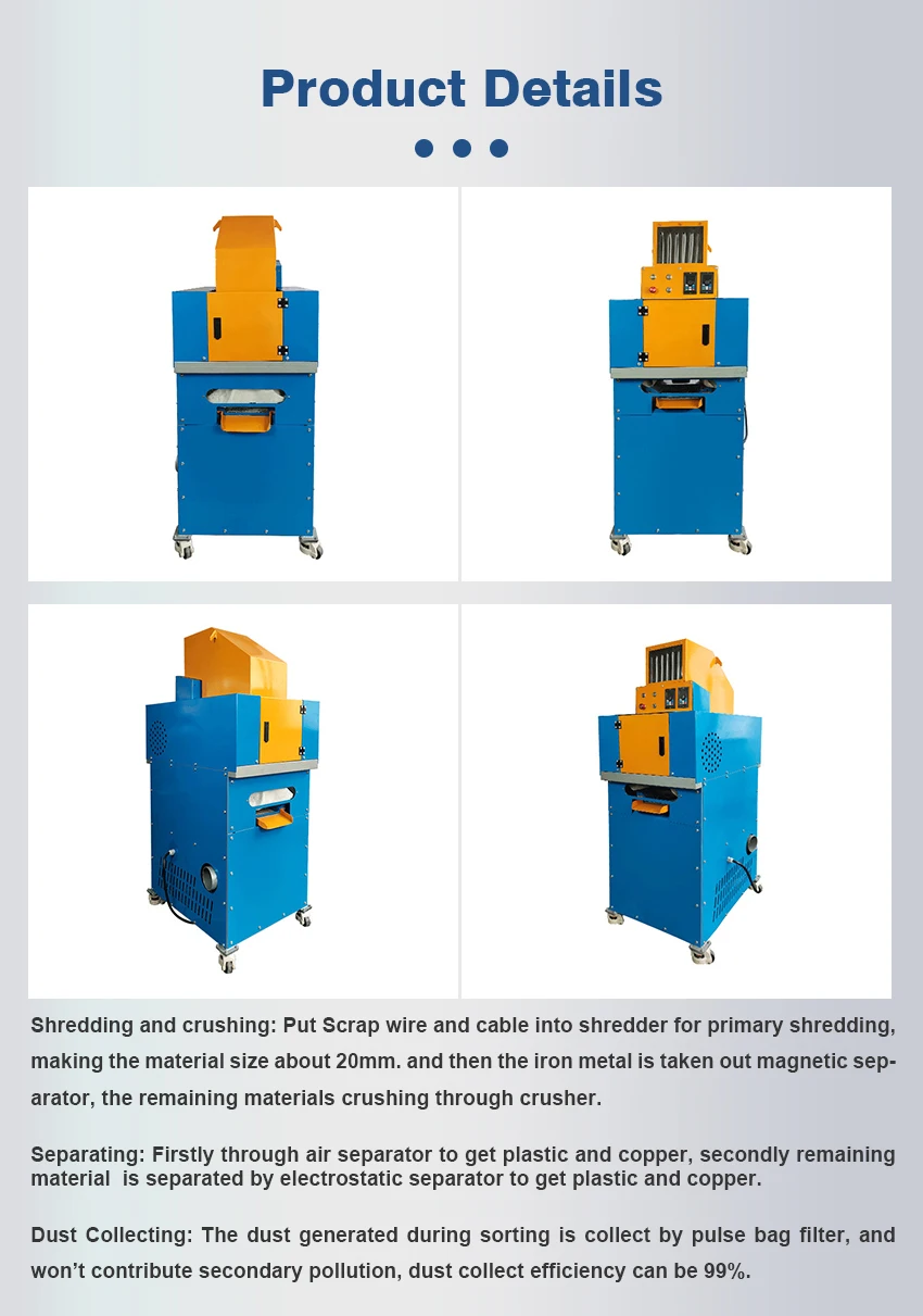 99% Separation Rate Copper Wire Granulator Machine Waste Cable Wire ...