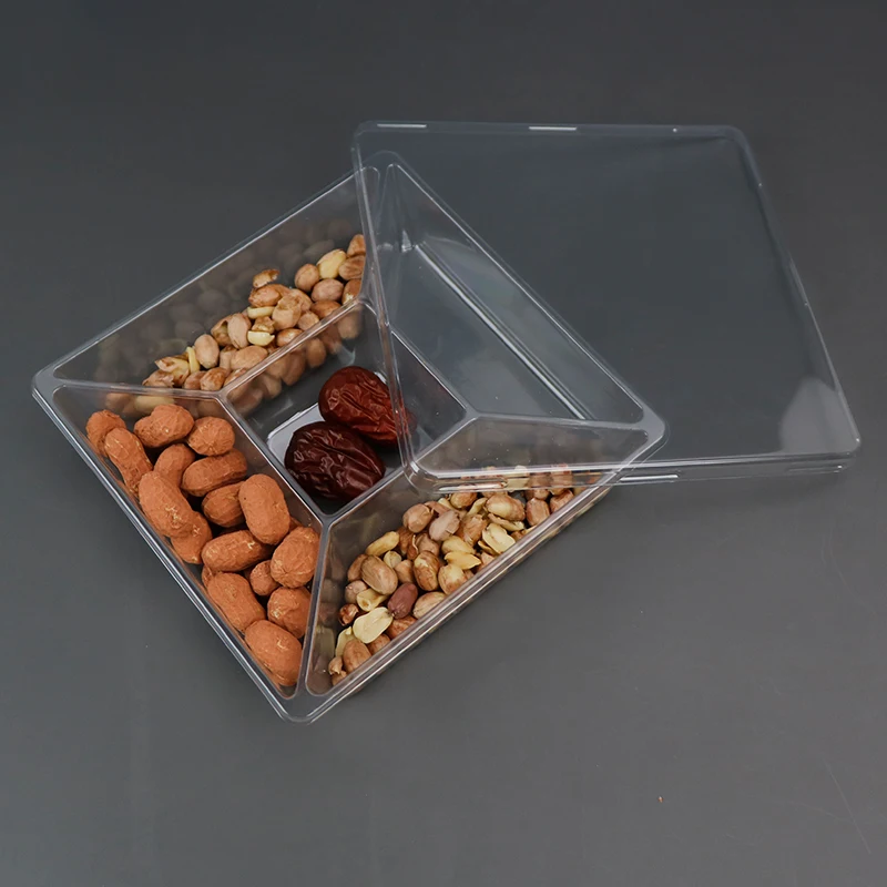 Plastic Disposable Serving Platter with 5 Divider for Nuts