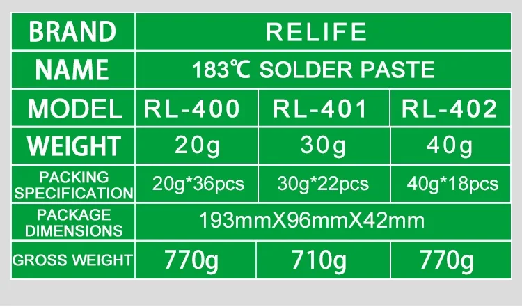 RELIFE No-Clean Soldering Paste RL-402 for PCB BGA Reballing