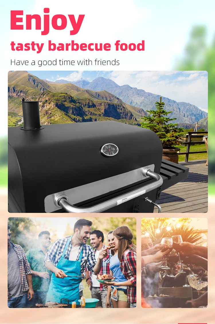 Vertical Folding Trolley Charcoal BBQ Grills Smoker Set Manufacturer ...