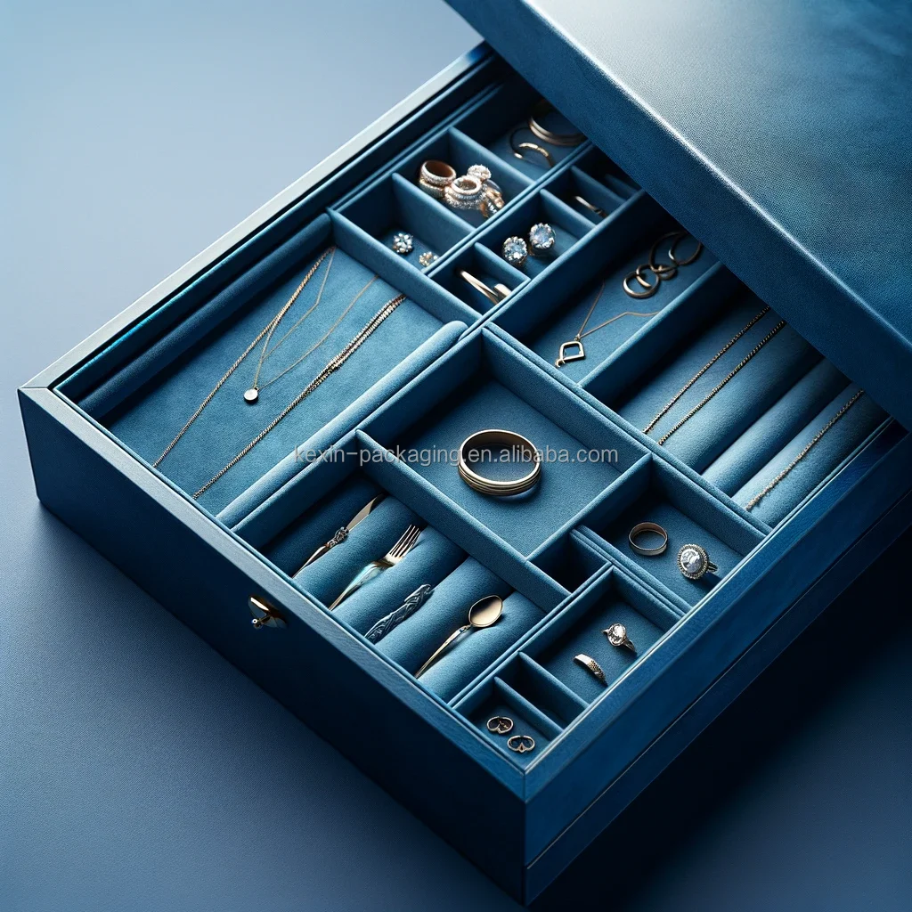 Custom Jewelry Boxes With Logo Packaging Box Blue Luxury Paper Jewelry ...