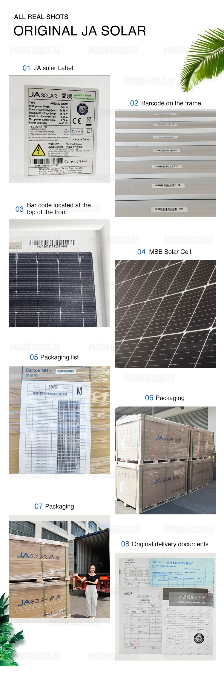 Ja Mbb Solar Panel 335w 340w 345w 350w Solar Panel Price With 25 Years ...