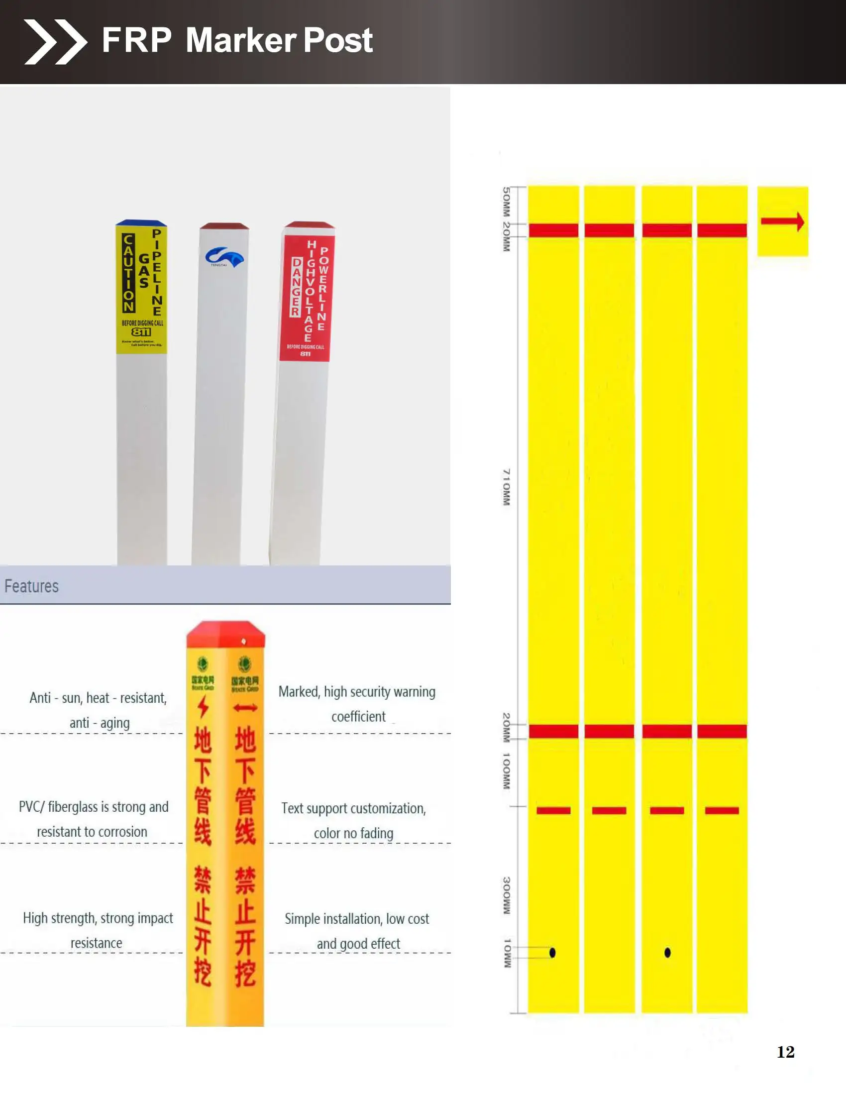 Factory Supply Fiberglass Driveway Markers Frp Grp Underground Pipeline ...